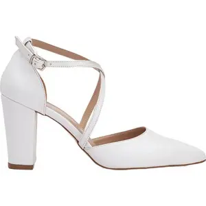 FOREVER & ALWAYS SHOES Sina Criss Cross High Block Heels - White