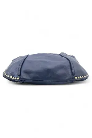 BOLSA NOVA Anna Hobo Bag With Distressed Leather And Studs - Navy
