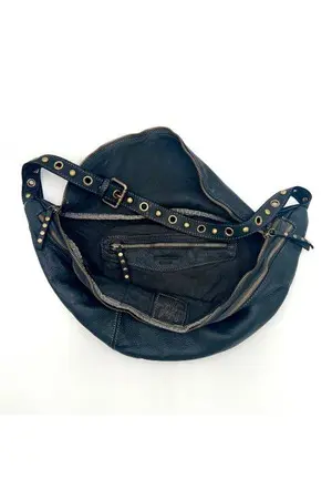 BOLSA NOVA Bella Large Sling Bag In Washed Italian Leather - Black