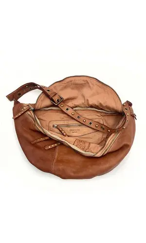 BOLSA NOVA Bella Large Sling Bag In Washed Italian Leather - Cognac
