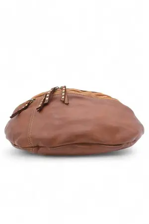 BOLSA NOVA Bella Large Sling Bag In Washed Italian Leather - Cognac