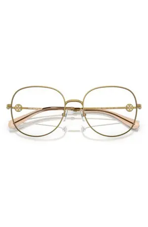 Tory Burch 55mm Round Frame Optical Glasses - Gold Amber