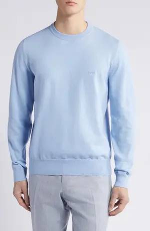 BOSS Pacas Cotton Crewneck Sweater - Light Blue