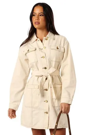PETAL & PUP Otto Long Sleeve Denim Mini Shirtdress