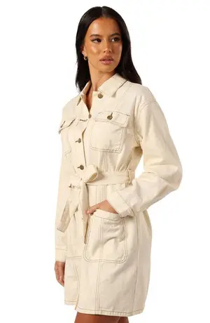 PETAL & PUP Otto Long Sleeve Denim Mini Shirtdress