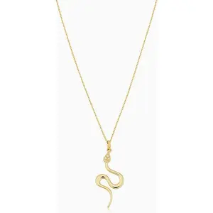 ORADINA 10k Gold Snake Charmer Pendant Necklace - Yellow Gold