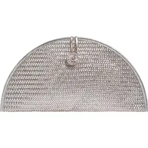 ADRIANA CASTRO Adriana Castro La Barca Handwoven Leather Clutch Silver