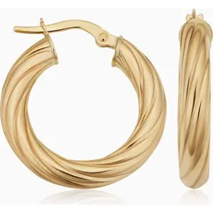 ORADINA 14k Gold Twist Round Hoop Earrings - Yellow Gold