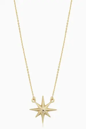 ORADINA 14k Gold North Star Pendant Necklace - Yellow Gold
