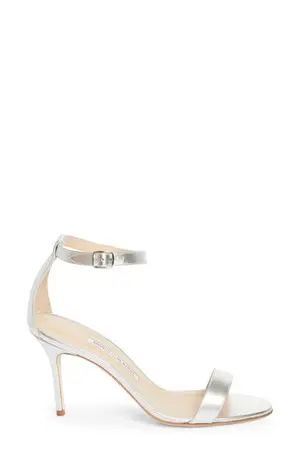 Manolo Blahnik Chaos Ankle Strap Sandal - Metallic Silver