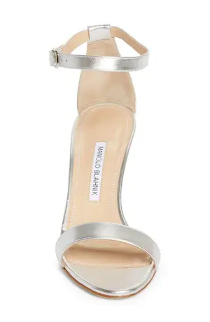 Manolo Blahnik Chaos Ankle Strap Sandal - Metallic Silver
