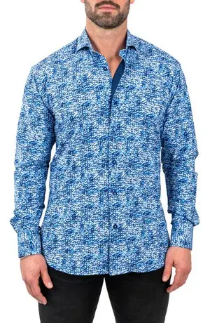 MACEOO Einstein Stretchie Cubes Button-up Shirt