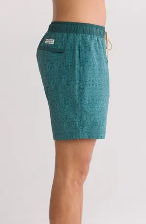 FAIR HARBOR The Bayberry Water Repellent Swim Trunks - Green Waves