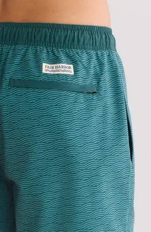FAIR HARBOR The Bayberry Water Repellent Swim Trunks - Green Waves