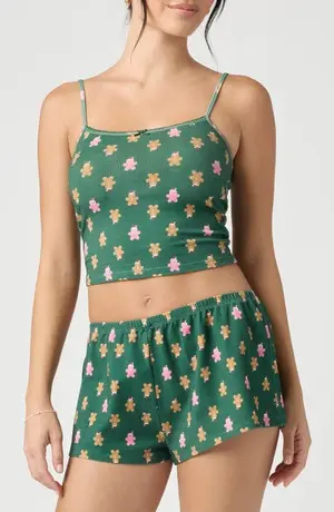 FLORENCE BY MILLS Cotton Blend Pajamas - Grn Gingerbrd