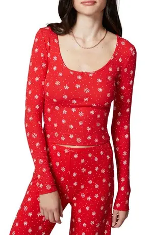 FLORENCE BY MILLS Rib Sleep Top Scarlet Snow