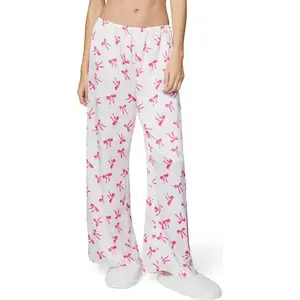 FLORENCE BY MILLS Bow Satin Pajama Pants Jet Stream Bows