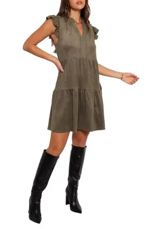 Female V-neck Suede Dresses