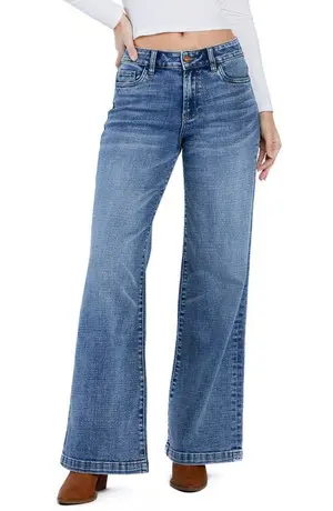 HINT OF BLU Mighty High Waist Wide Leg Jeans - Boundless Blue