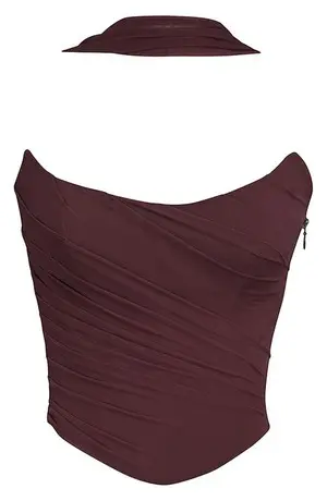House Of Cb Corset Mesh Halter Top With Scarf