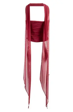 House Of Cb Corset Mesh Halter Top With Scarf