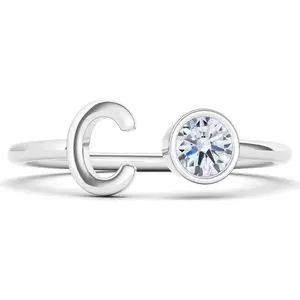 HAUTECARAT Lab Grown Diamond Letter Ring - 18k White Gold - C