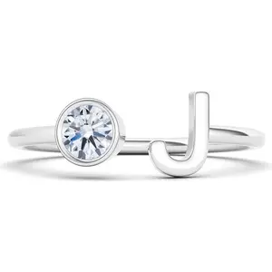 HAUTECARAT Lab Grown Diamond Letter Ring - 18k White Gold - J