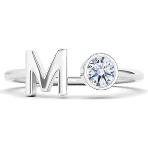 HAUTECARAT Lab Grown Diamond Letter Ring - 18k White Gold - M