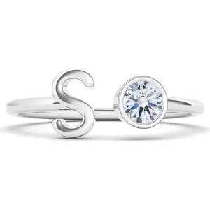 HAUTECARAT Lab Grown Diamond Letter Ring - 18k White Gold - S