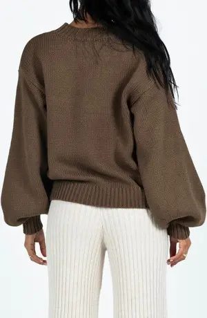 Princess Polly Harmony Balloon Sleeve Sweater - Brown