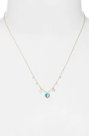 Meira T 14k Gold Opal And Diamond Charm Necklace