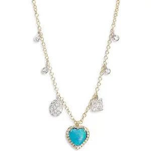 Meira T 14k Gold Opal And Diamond Charm Necklace