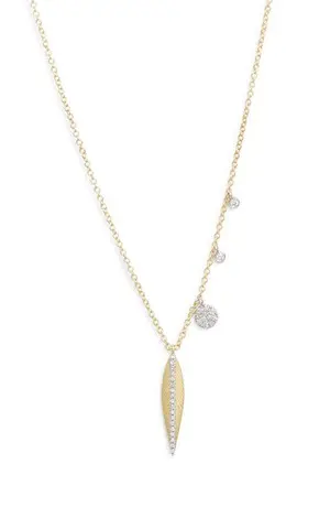 Meira T 14k Gold Diamond Leaf Pendant Necklace