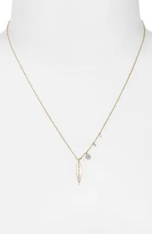 Meira T 14k Gold Diamond Leaf Pendant Necklace