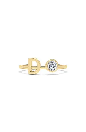 HAUTECARAT Lab Grown Diamond Letter Ring - 18k Yellow Gold - D