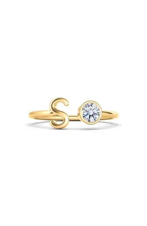 HAUTECARAT Lab Grown Diamond Letter Ring - 18k Yellow Gold - S