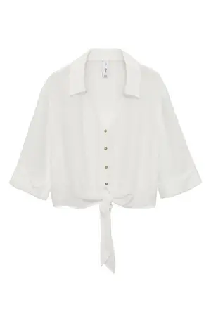 Mango Flare Sleeve Button-up Top - Off White