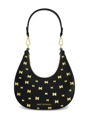 Mac Duggal Leather Hobo Bag With Gold Hardware