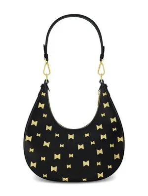 Mac Duggal Leather Hobo Bag With Gold Hardware
