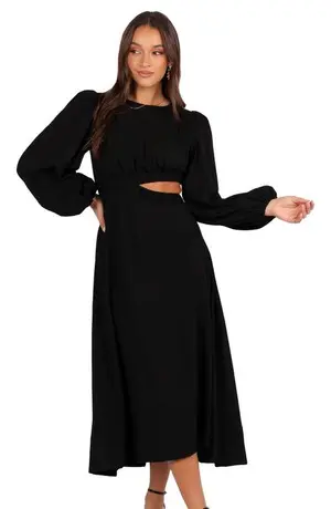 PETAL & PUP Ginnee Long Sleeve Cutout Midi Dress