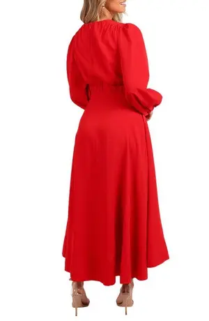 PETAL & PUP Ginnee Long Sleeve Cutout Midi Dress