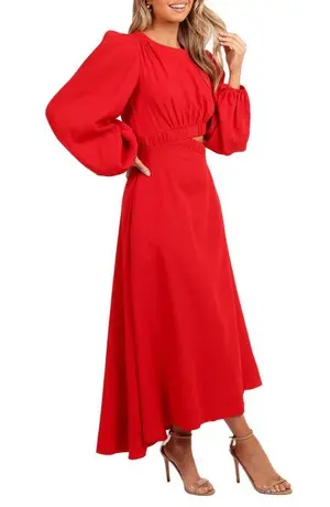 PETAL & PUP Ginnee Long Sleeve Cutout Midi Dress