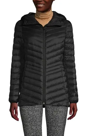 LANDS' END Ultralight Packable Down Jacket - Black