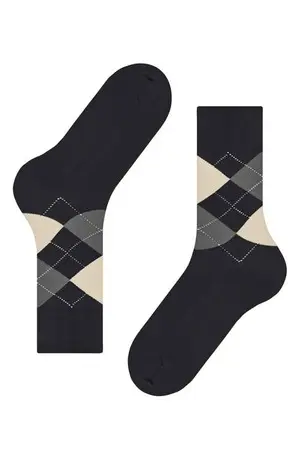 Falke Sensitive Argyle Crew Socks - Black