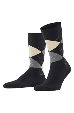 Falke Sensitive Argyle Crew Socks - Black