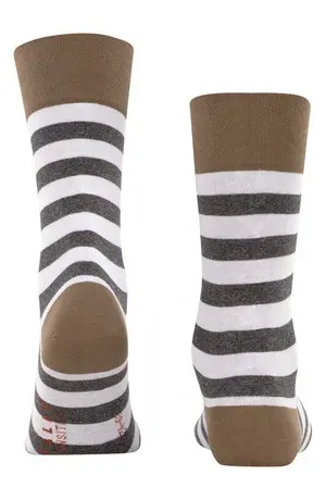Falke Sensitive Mapped Line Crew Socks - Pebble