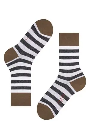 Falke Sensitive Mapped Line Crew Socks - Pebble