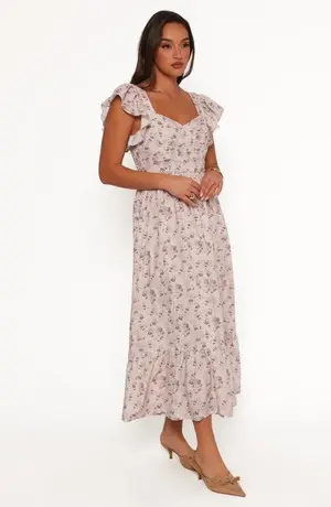 PETAL & PUP Myles Flutter-sleeve Maxi Dress