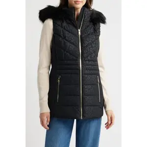 Michael Kors Faux Fur Trim Quilted Vest
