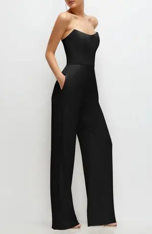 After Six Corset Strapless Wide Leg Jumpsuit - Black